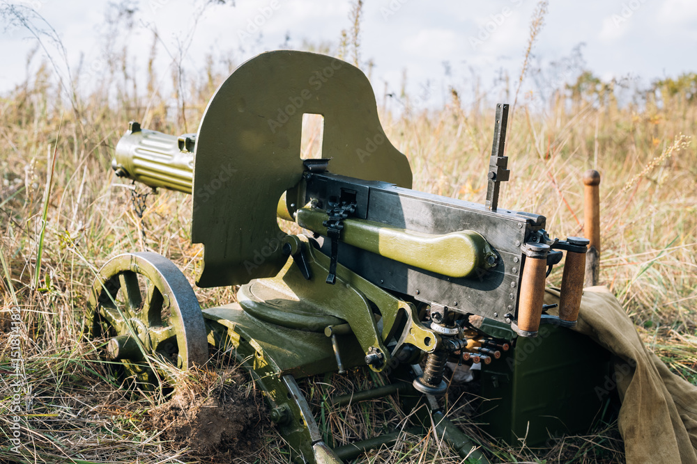 Maxim's Machine Gun Model 1910 30 On A Wheeled Vladimirov's Mount Stock ...