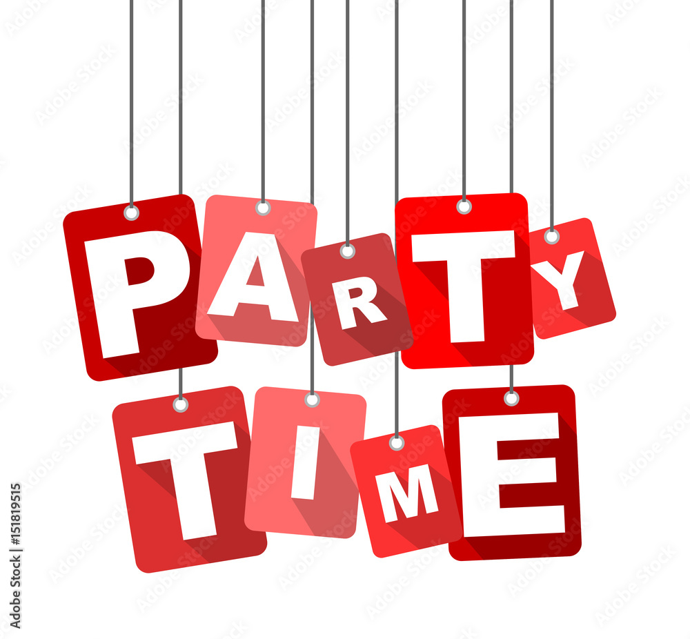 Red vector flat design background party time. It is well adapted for ...