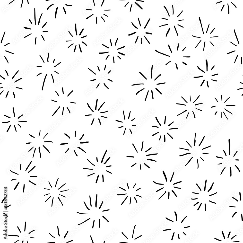 Hand drawn linear starburst background. Seamless vector pattern. Stock ...