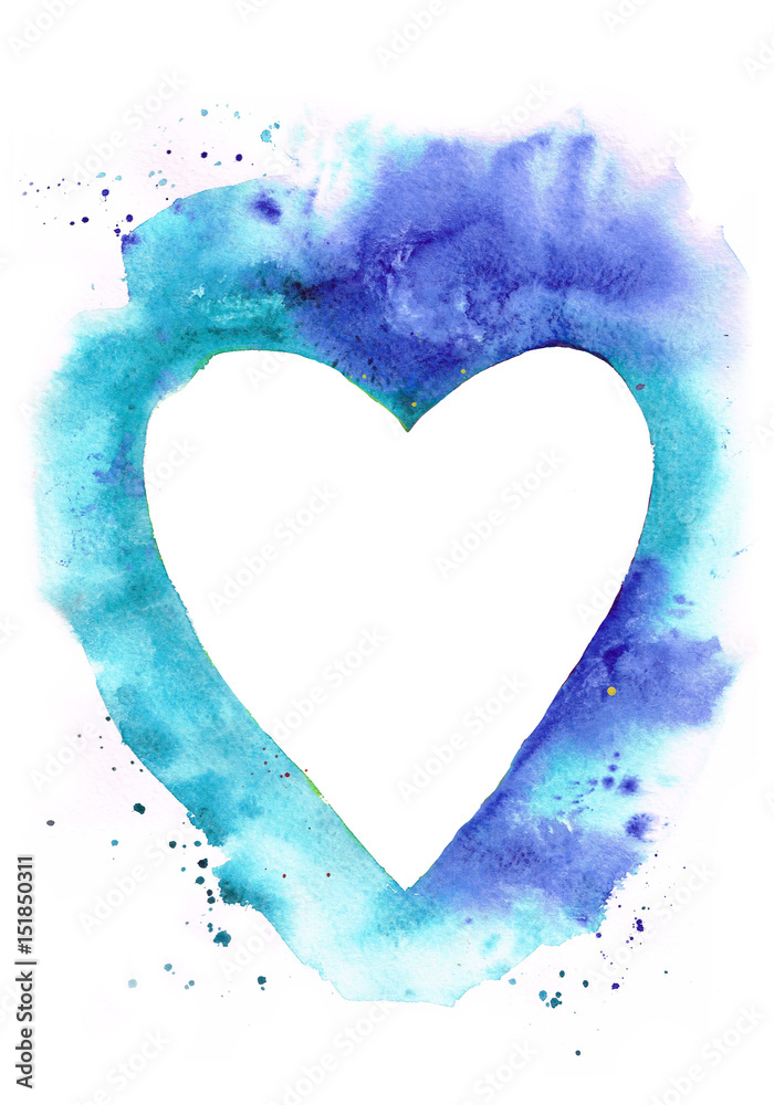 Blue Watercolor Heart