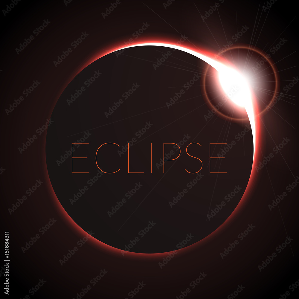 Full eclipse vector illustration. Eclipse with ring of sun in deep ...