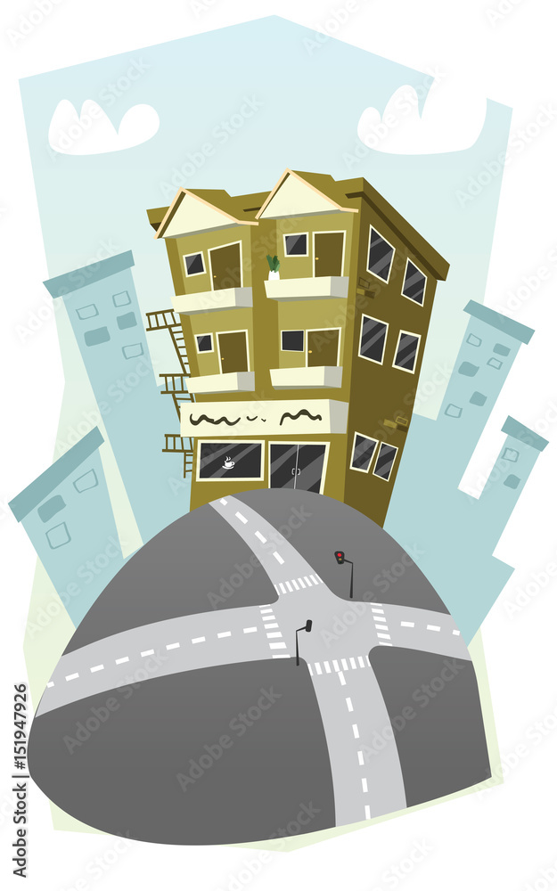 cartoon apartment building. Stock Vector | Adobe Stock