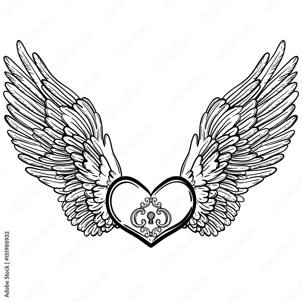 Heart With Angel Wings Coloring Pages