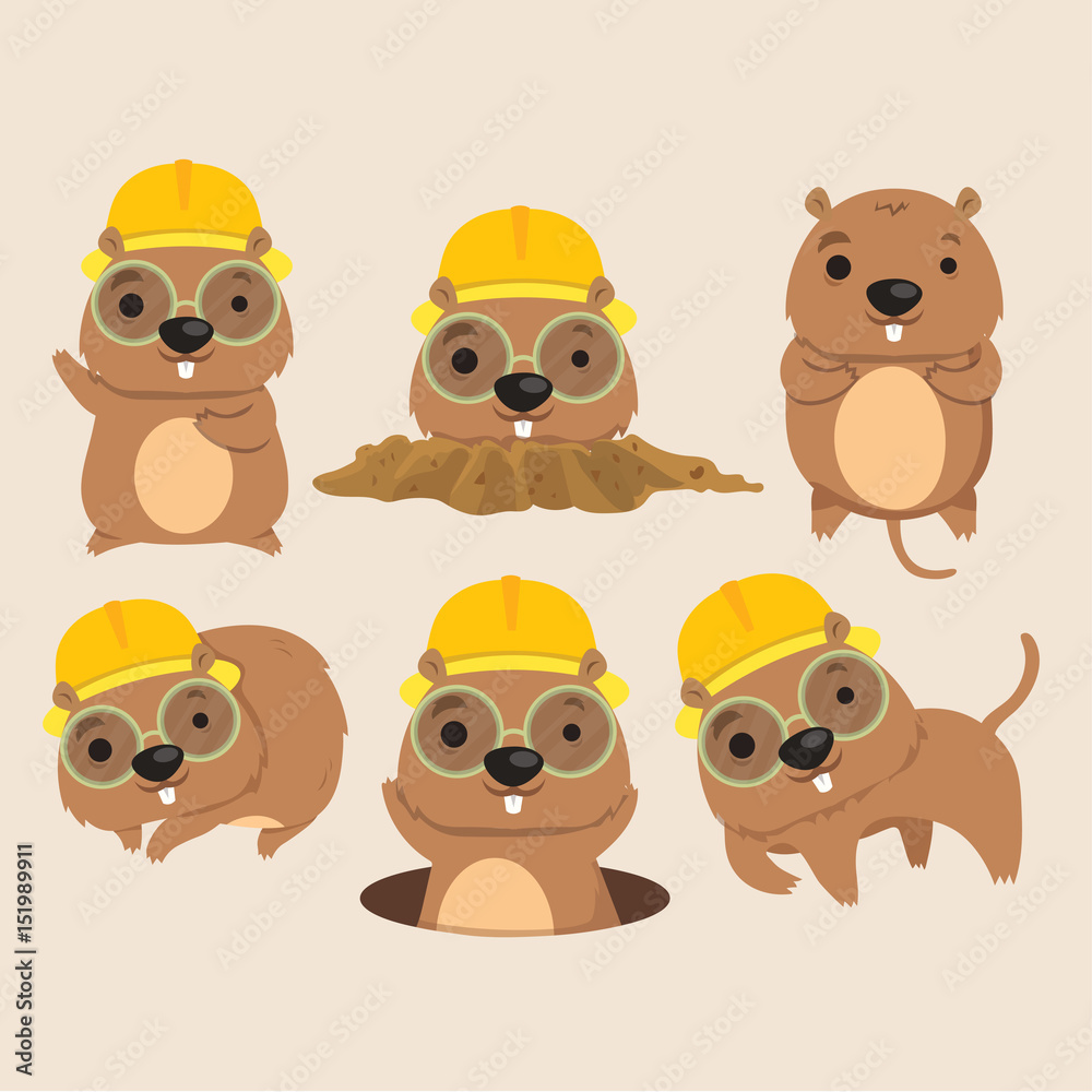 Cute Mole Poses Cartoon Vector Illustration. Stock Vector | Adobe Stock