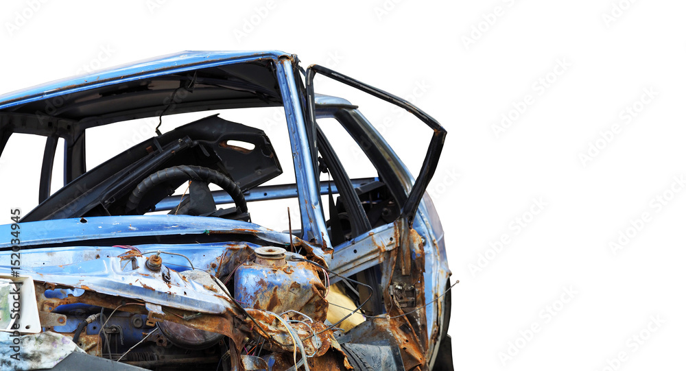 Fotka „Broken passenger car after the collision. Road accident, isolate ...