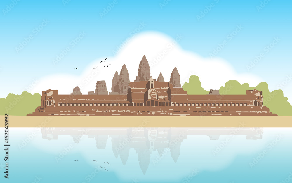 Vector illustration of Angkor Wat temple , Siem Reap, Cambodia Stock ...