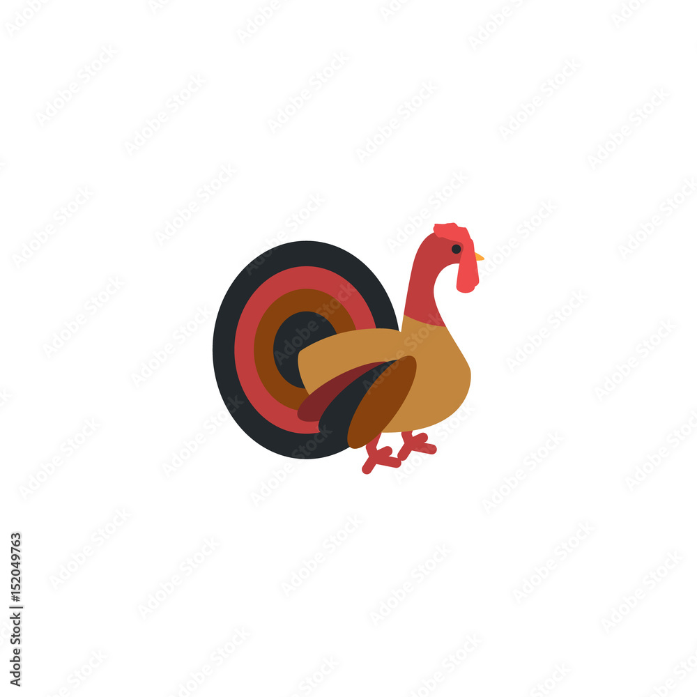 Flat Turkey Element. Vector Illustration Of Flat Turkeycock Isolated On ...