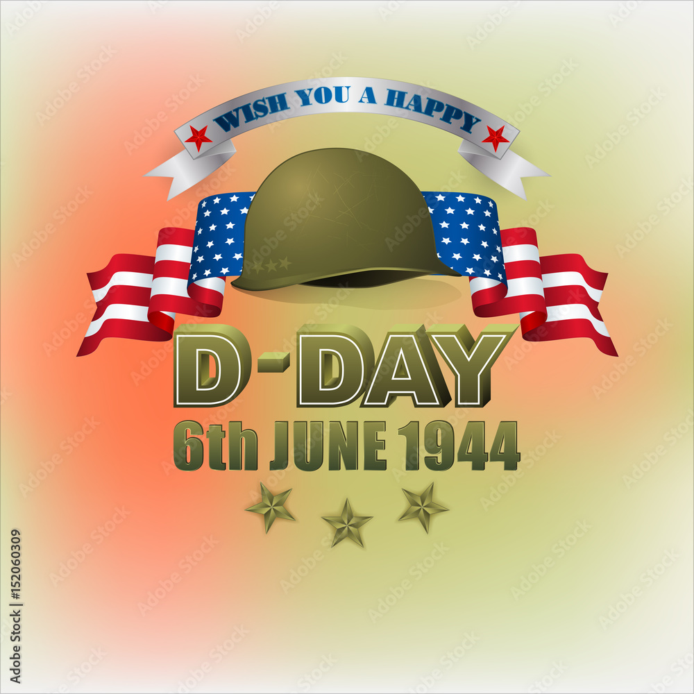 Holiday design, background with 3d texts, military helmet and American ...