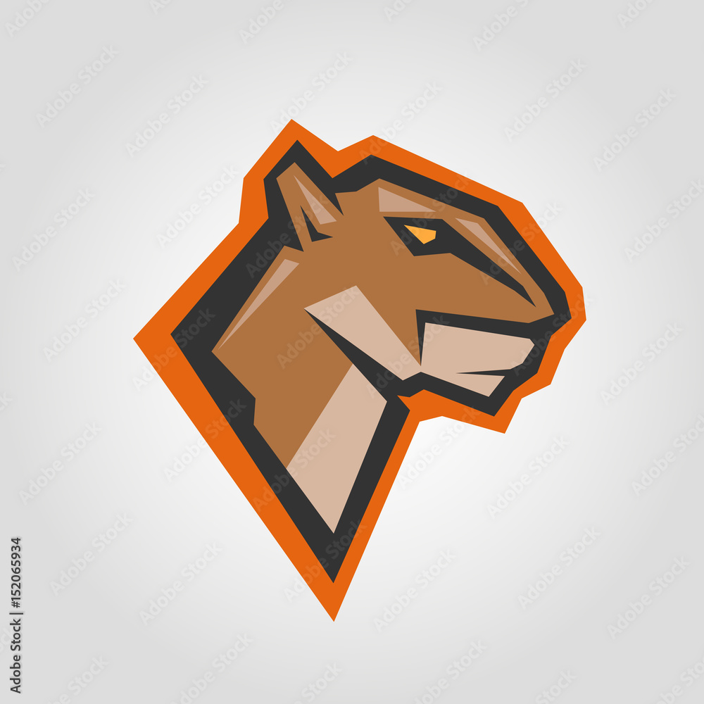 Puma head. Mockup template animal symbol, logo, emblem or sticker for ...