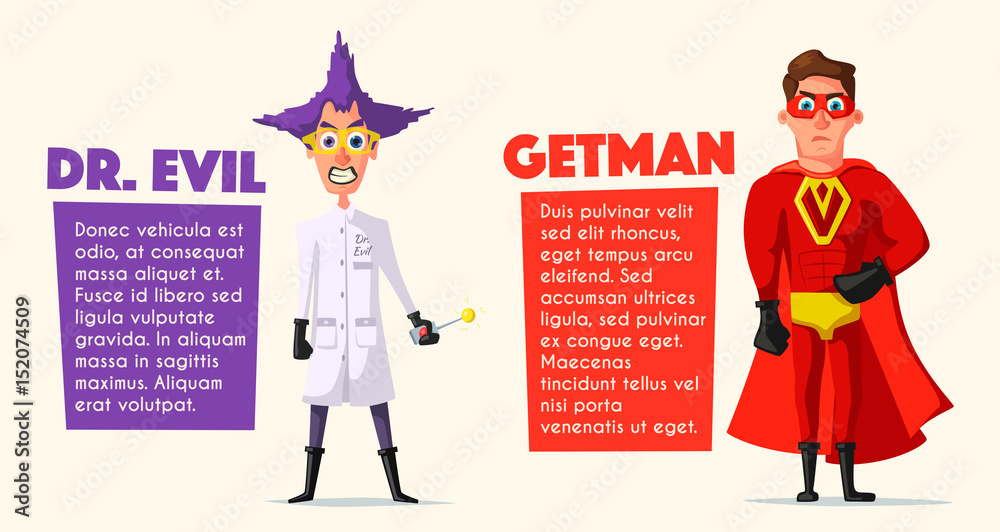 Set of evil superhero. Cartoon vector illustratration. Stock Vector ...