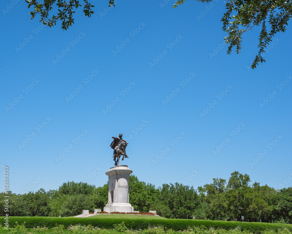 The statue of Sam Houston in Hermann Park, downtown of Houston, Texas ...