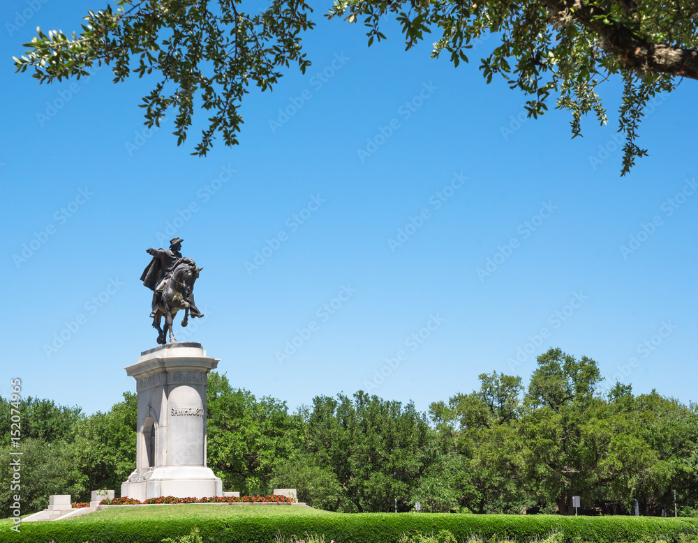 The statue of Sam Houston in Hermann Park, downtown of Houston, Texas ...