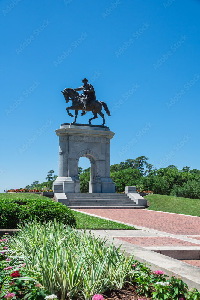 The statue of Sam Houston in Hermann Park, downtown of Houston, Texas ...