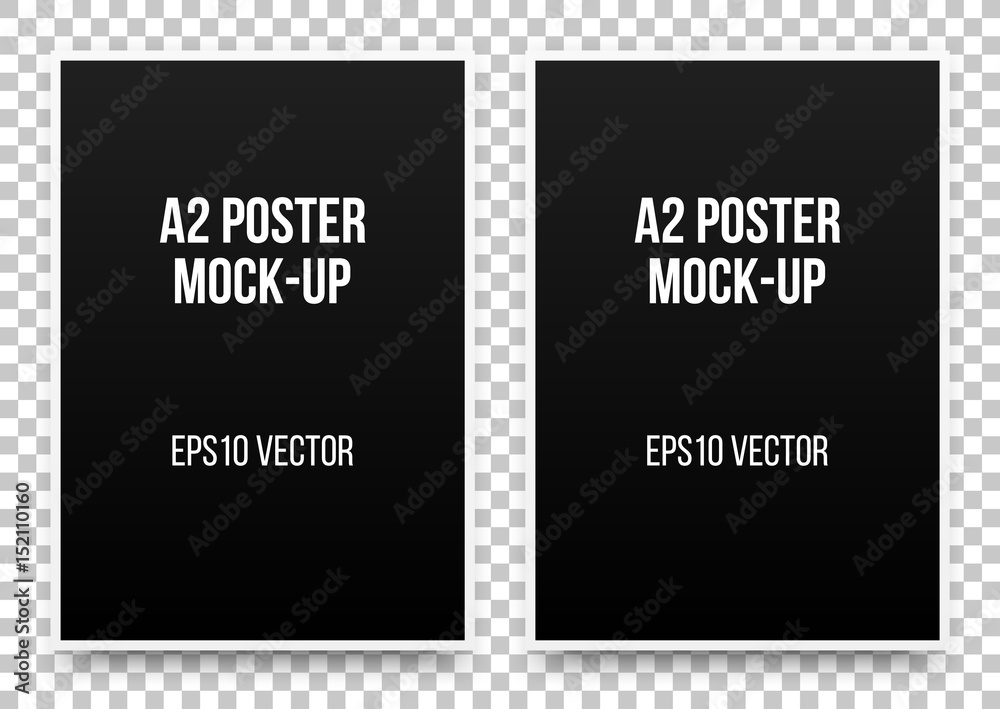 A2 black posters realistic template, mock-up with margins, realistic ...