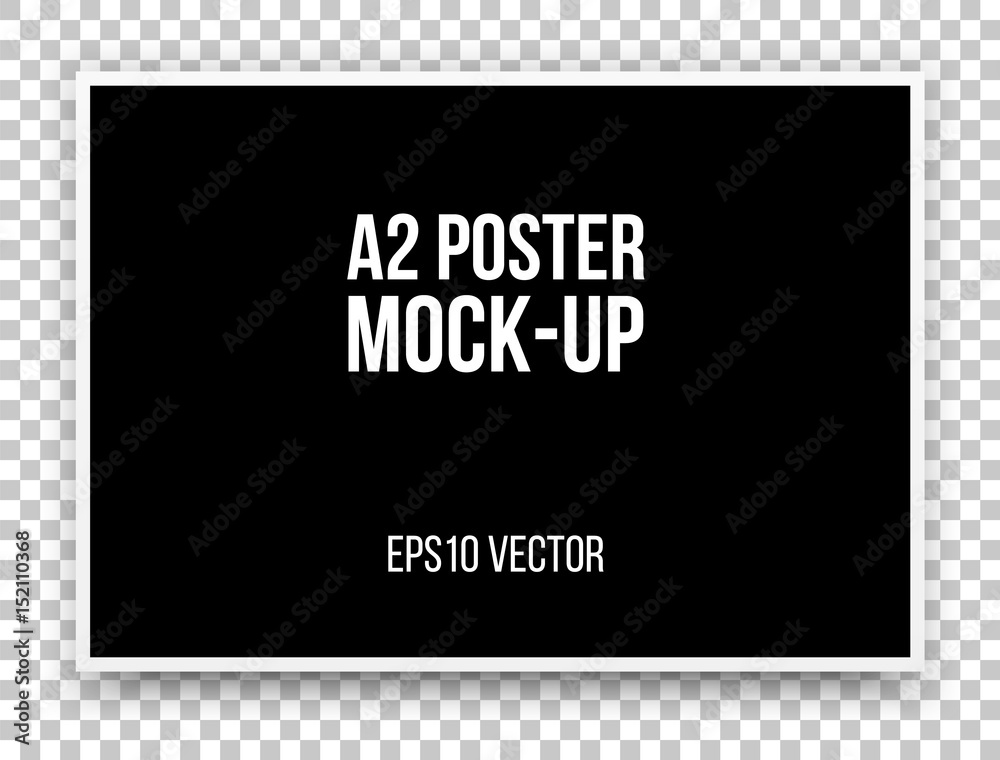 A2 black poster realistic template, mock-up with margins, realistic ...