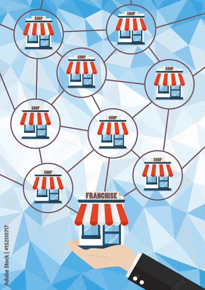 Franchise business system with polygon background Stock Vector | Adobe ...