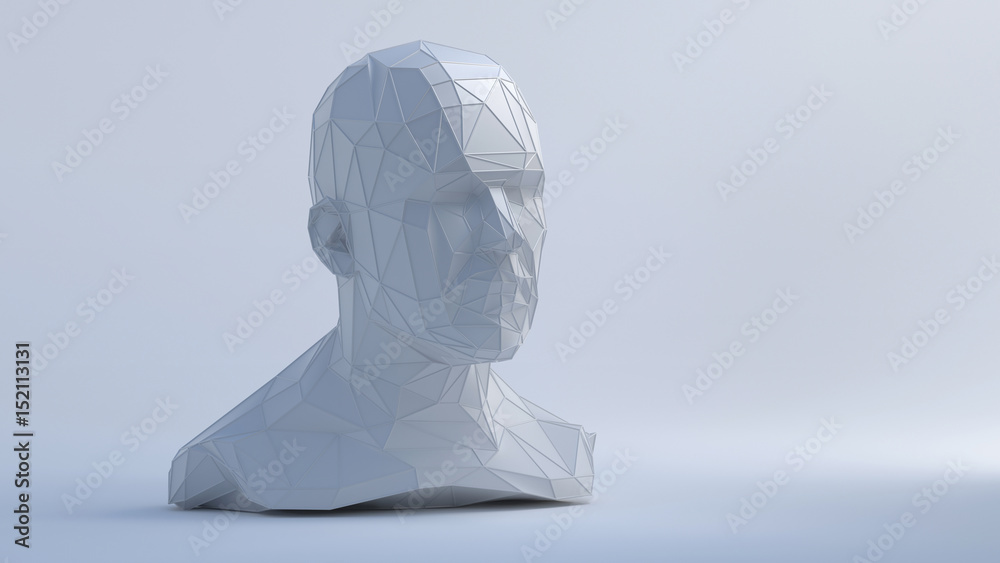 Low Poly style human head on white background. 3d concept Illustration ...