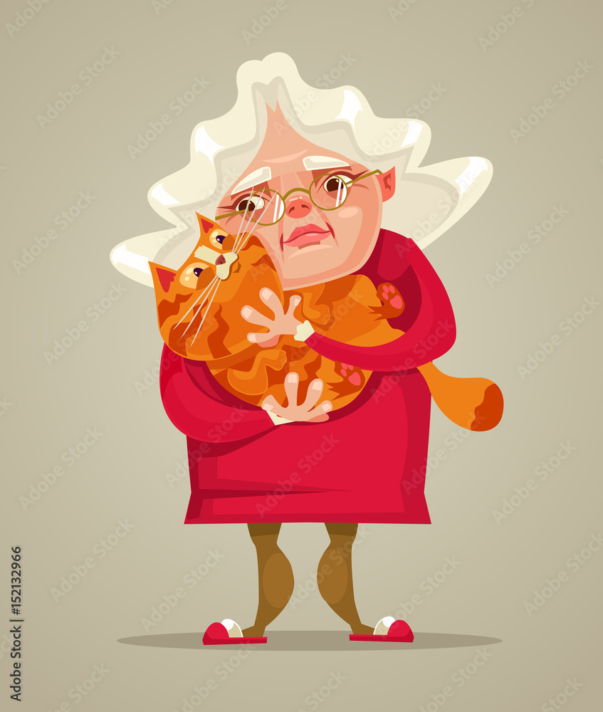 Old Cat Lady Cartoon