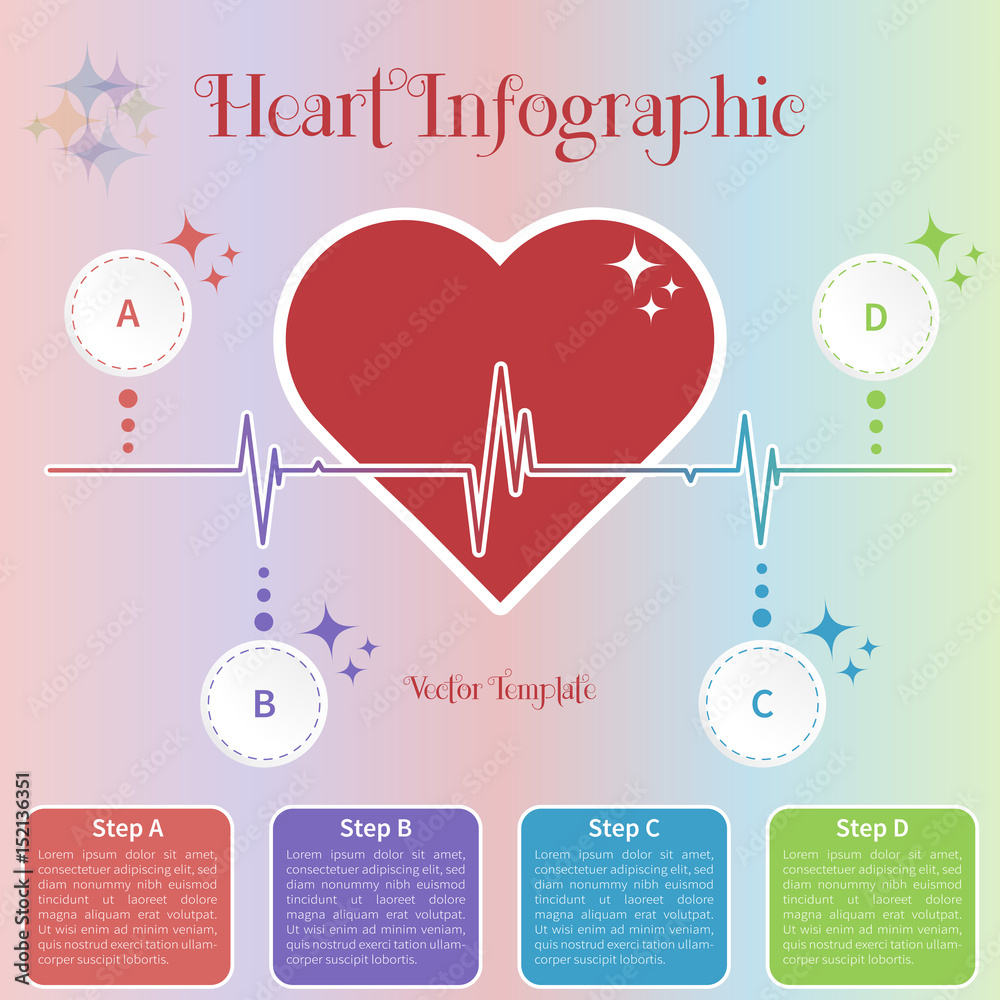 Infographic timeline template with heart Stock Vector | Adobe Stock