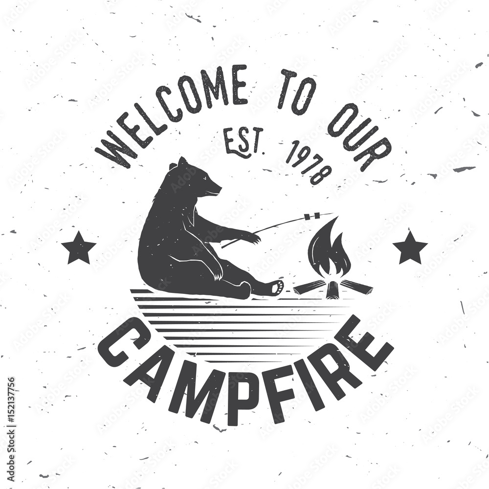 Welcome to our campfire. Vector illustration. Stock Vector | Adobe Stock