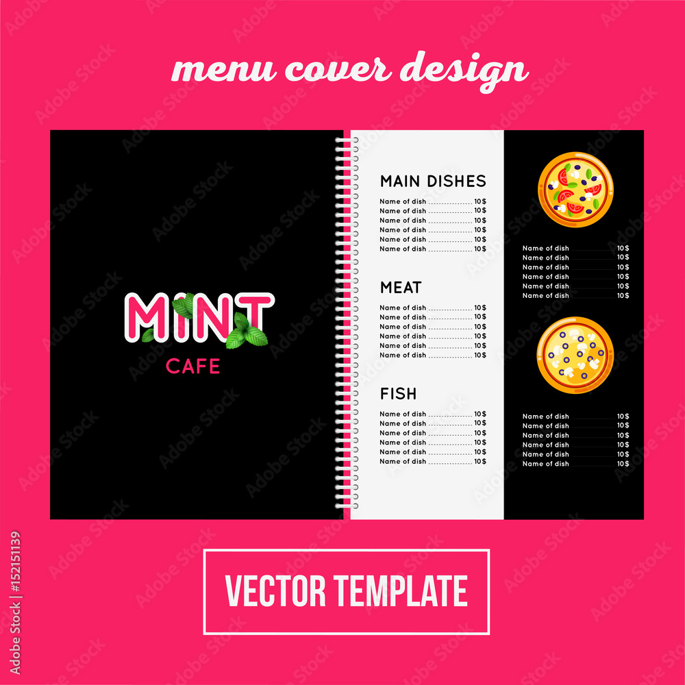Cover design for print pizza menu, cafe vector template Stock Vector ...