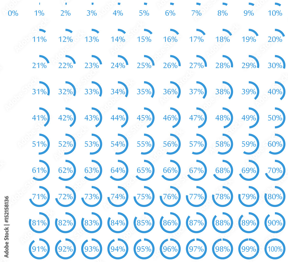 Set of circle percentage diagrams for infographics. Vector illustration ...