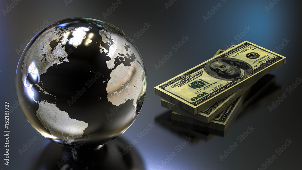 Planet earth finance / 3D render image representing planet earth with a ...