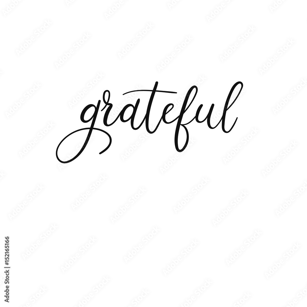 Grateful handwritten greeting card, postcard. Vector hand lettering for ...