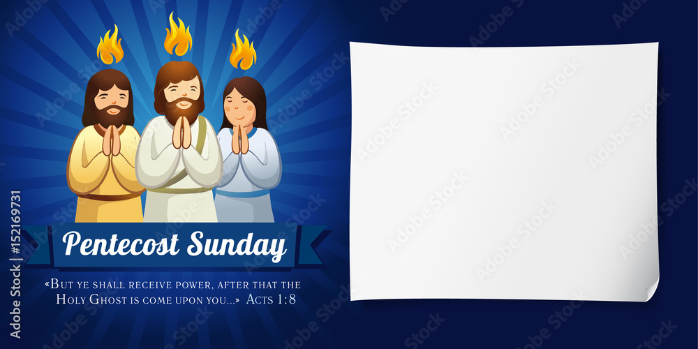 Vetor de Pentecost sunday banner navy blue. Invitation template vector ...