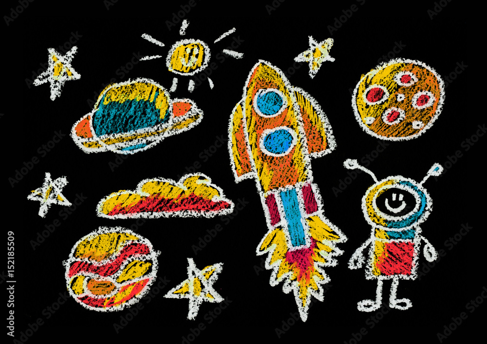 Kids drawing Space Children education, school, kindergarten Play Study ...