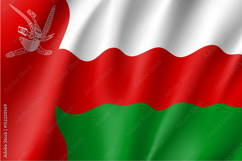 Sultanate of Oman national flag. Patriotic symbol in official country ...