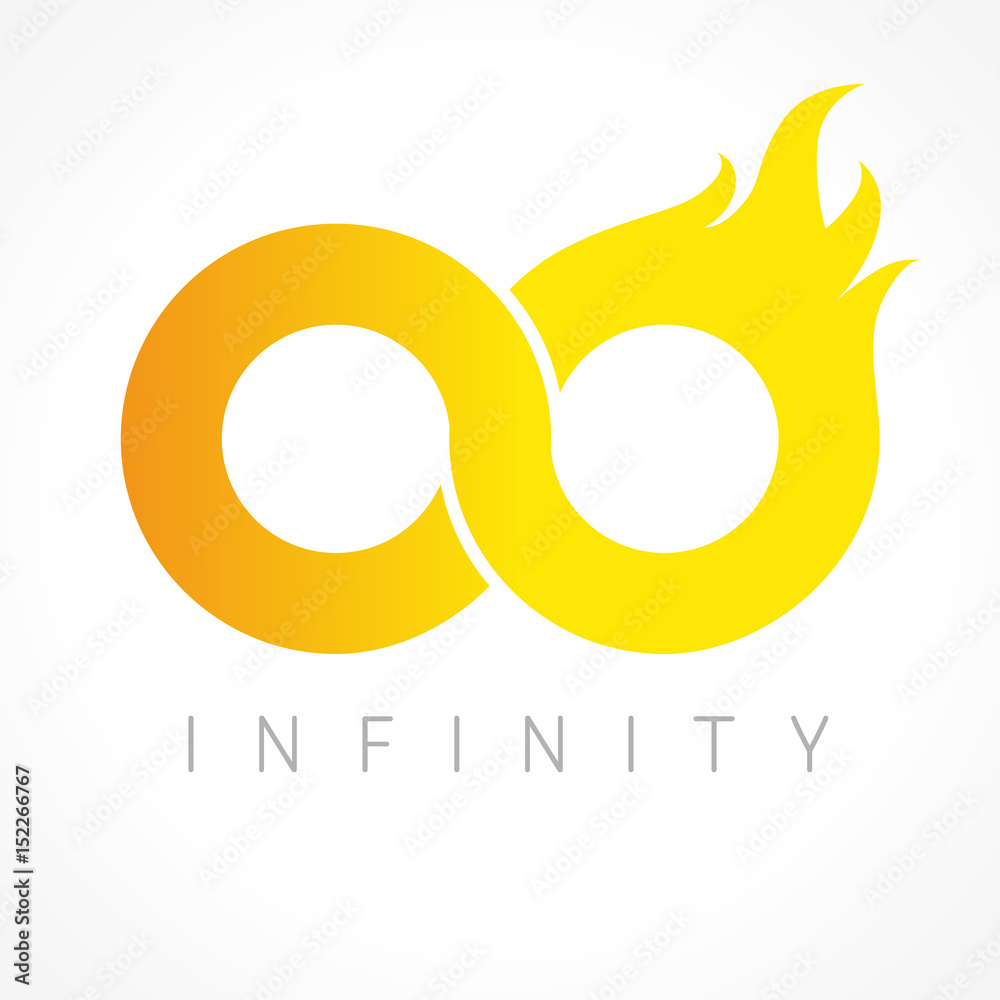 Infinity fiery logo. Flamy graphics infinite vector template brand sign ...