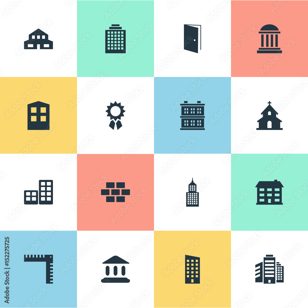 Vector Illustration Set Of Simple Architecture Icons. Elements ...