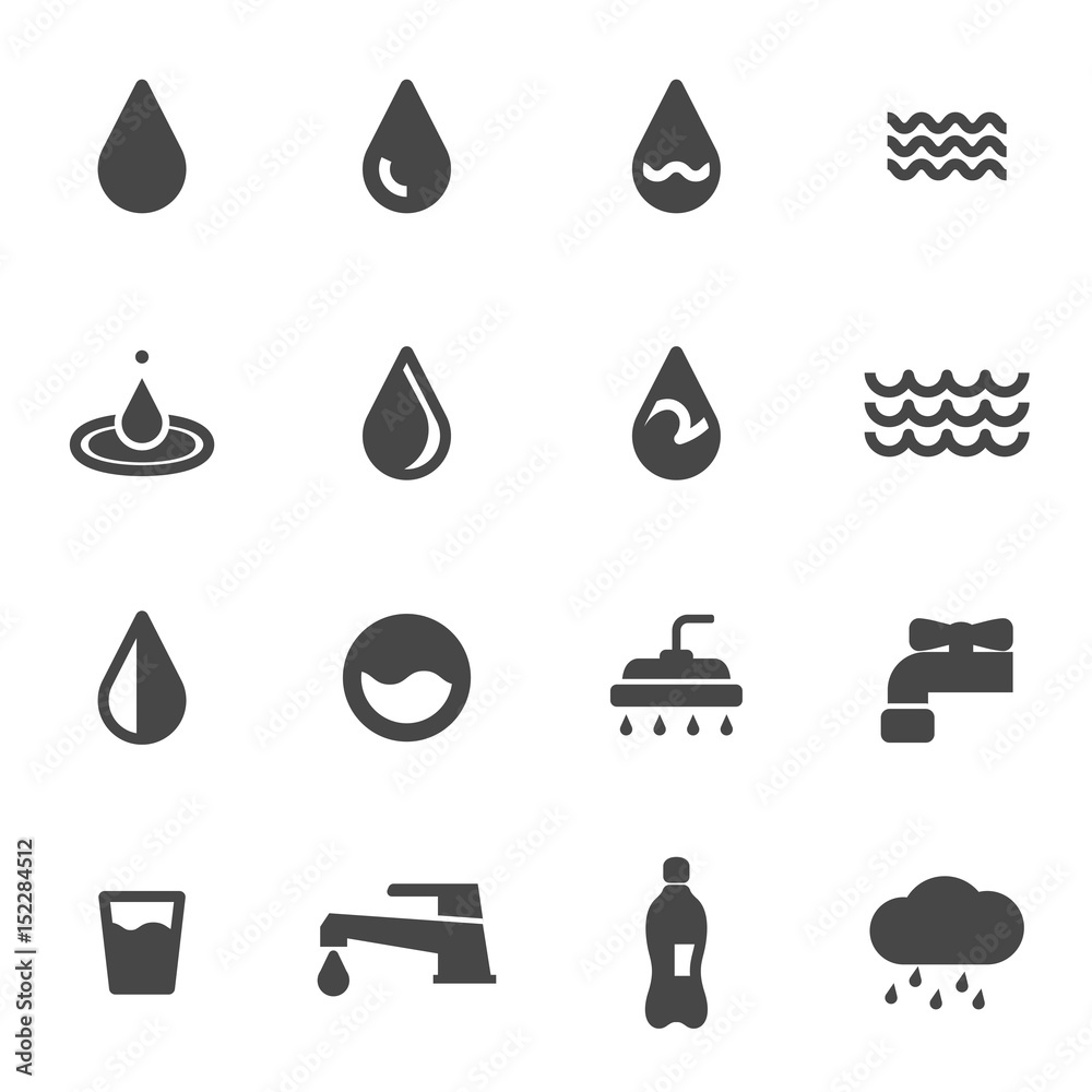 Vector black water icons set Stock Vector | Adobe Stock