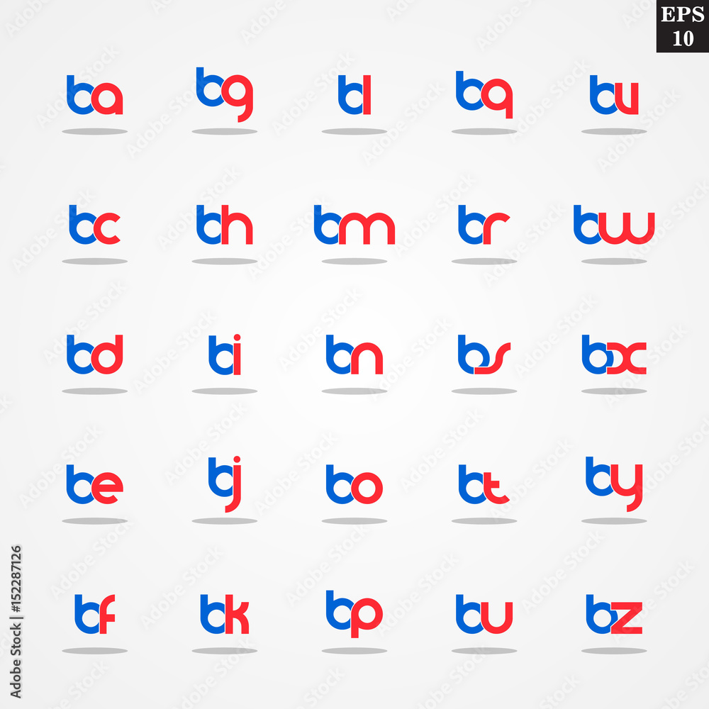 Initial letter B compilation from A to Z lowercase logo design template ...