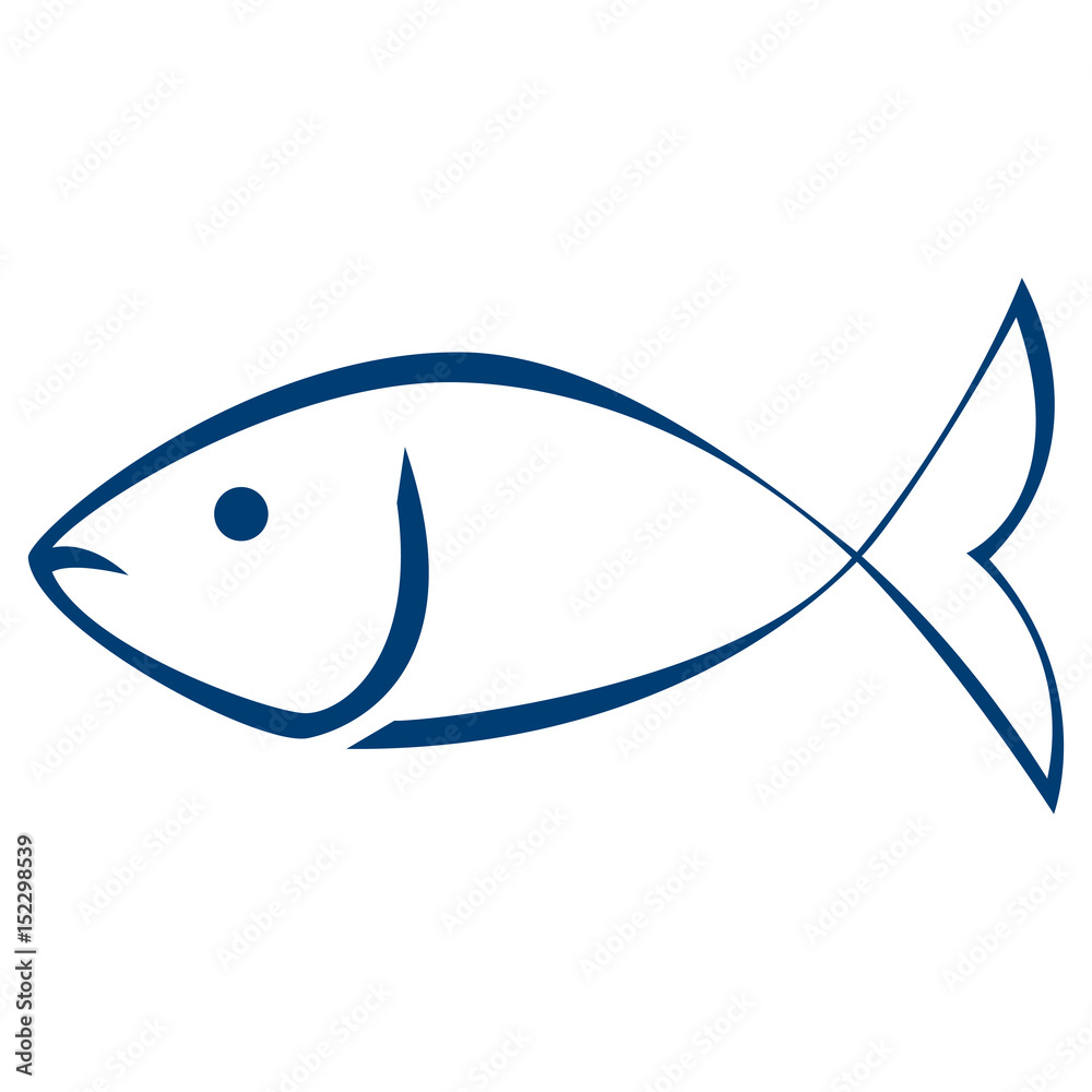 Icono plano pescado lineal azul en fondo blanco Stock Vector | Adobe Stock