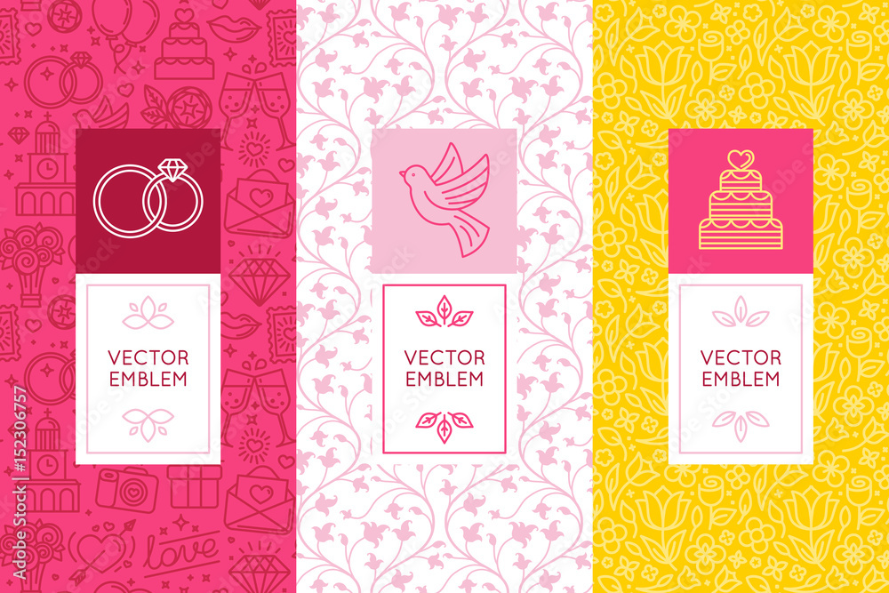 Vector set of design elements and templates for wedding invitation ...