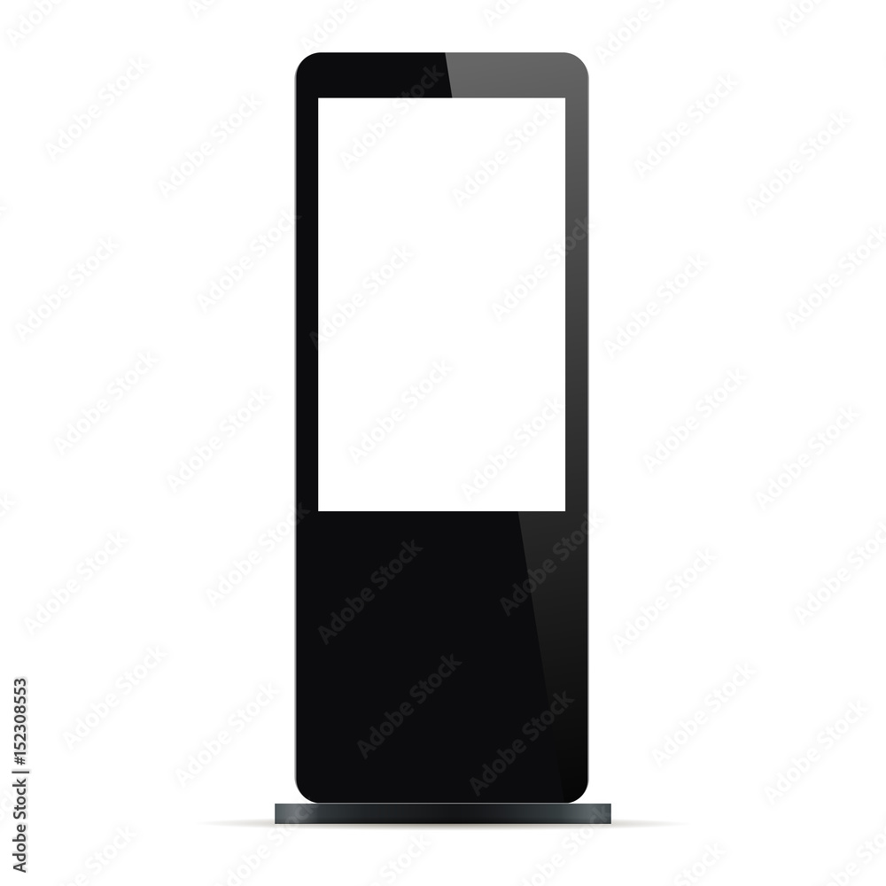 Digital signage with blank screen isolated on white background. Mockup ...