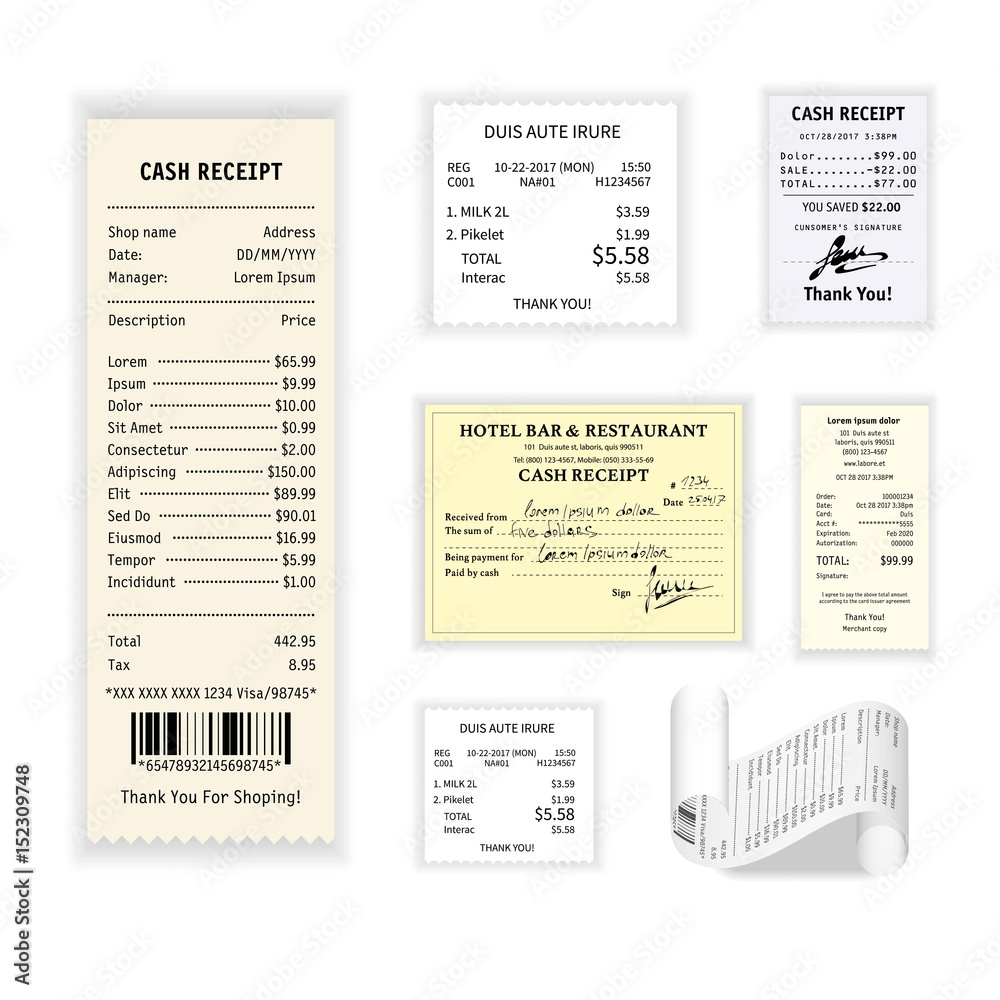 Cash receipts vector colorful poster isolated on white Stock Vector ...