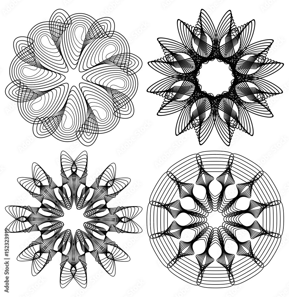 Circle lace patterns, design elements in black outline design, gorgeous ...