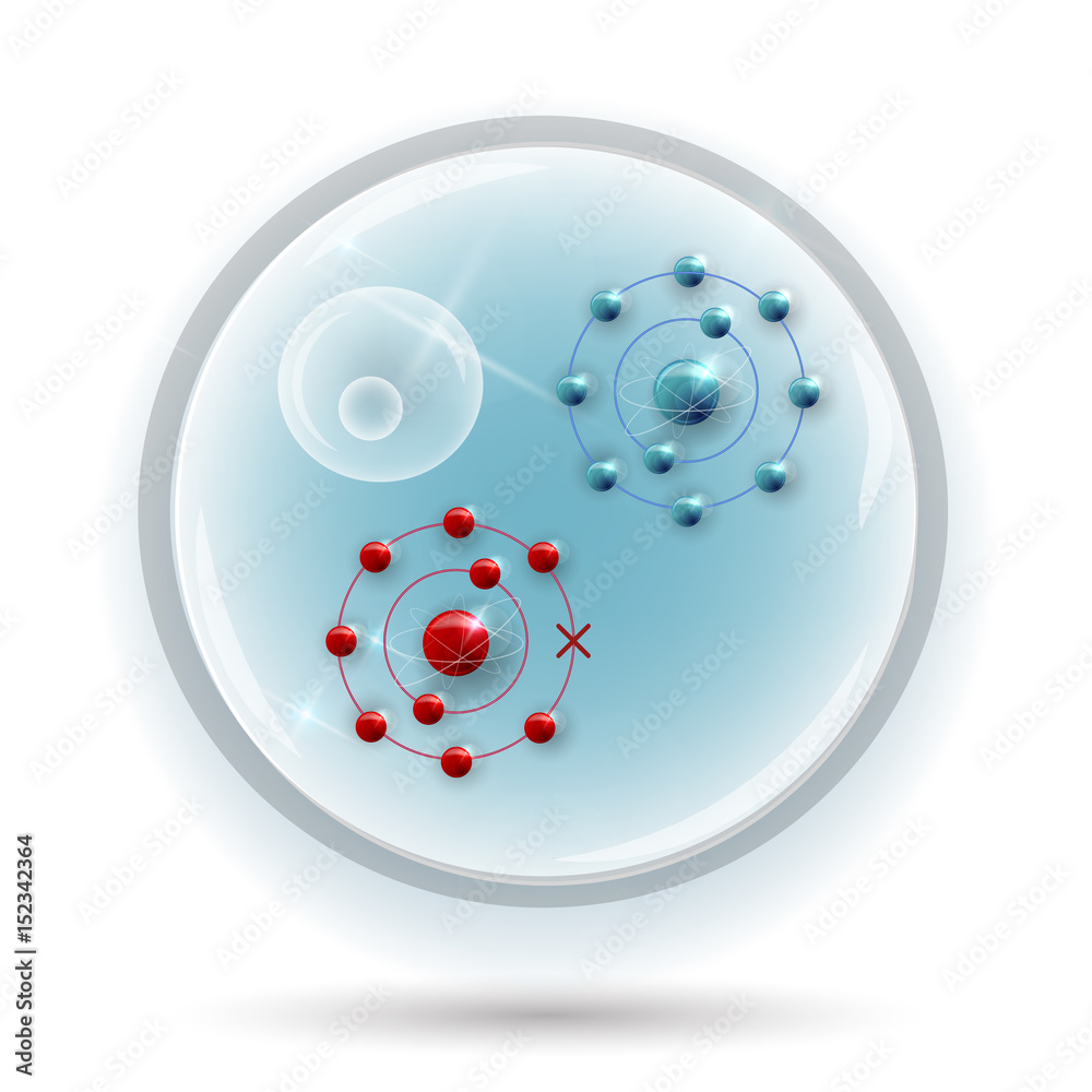 Free radical with missing electron and normal stable molecule with ...