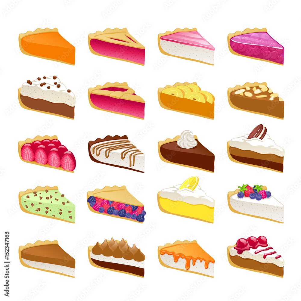 Colorful sweet pies slices set vector illustration. Stock Vector ...