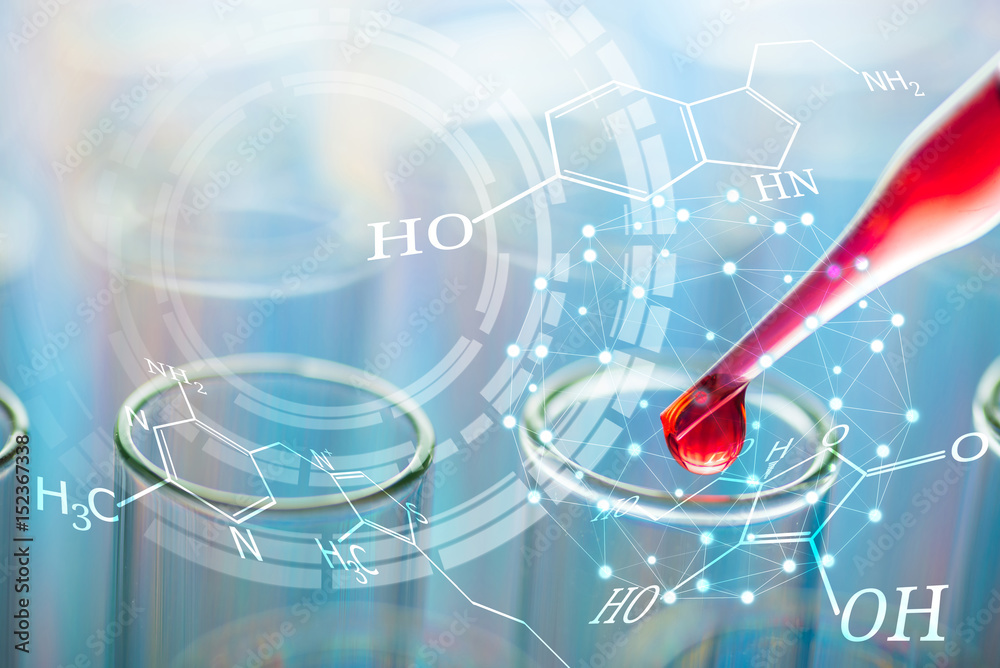 science laboratory test tubes with chemical formular , science ...