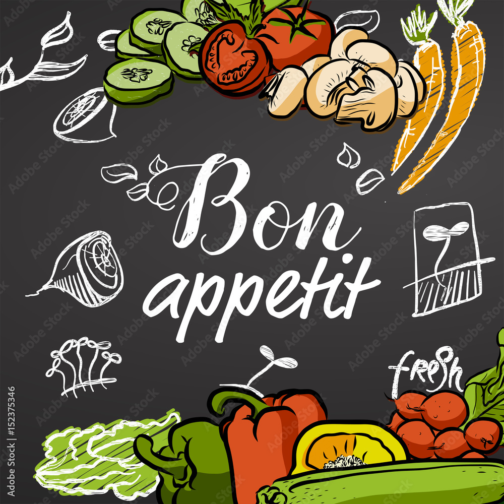Bon appetit Chalkboard Banner Stock Vector | Adobe Stock