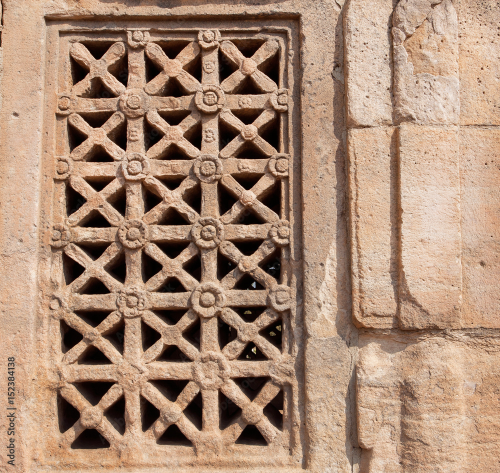 Design of carved window on Indian rock-cut architecture example. 7th ...