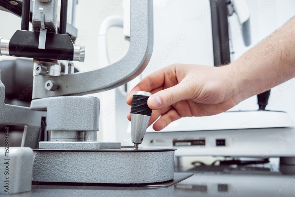Refractometry. Keratometry. Refraction test. Optometry Stock Photo ...