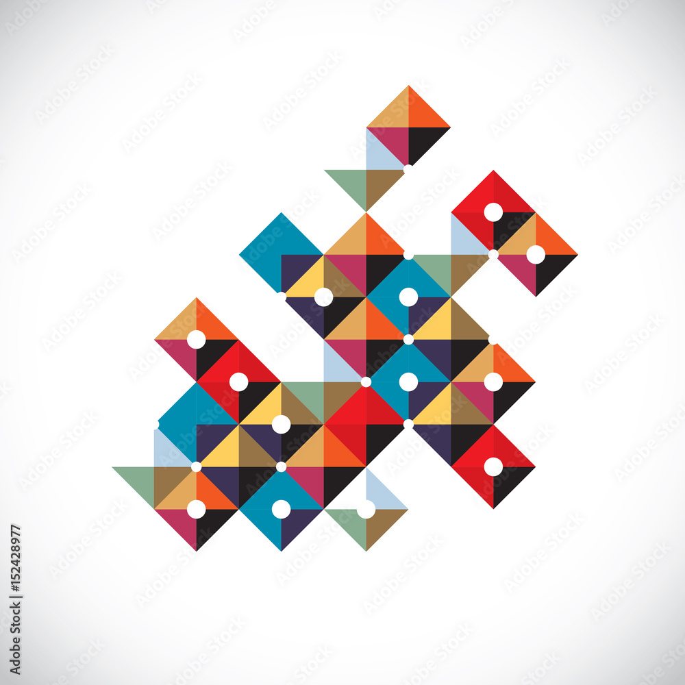 Vector abstract art symbol made with squares, modern style graphic ...