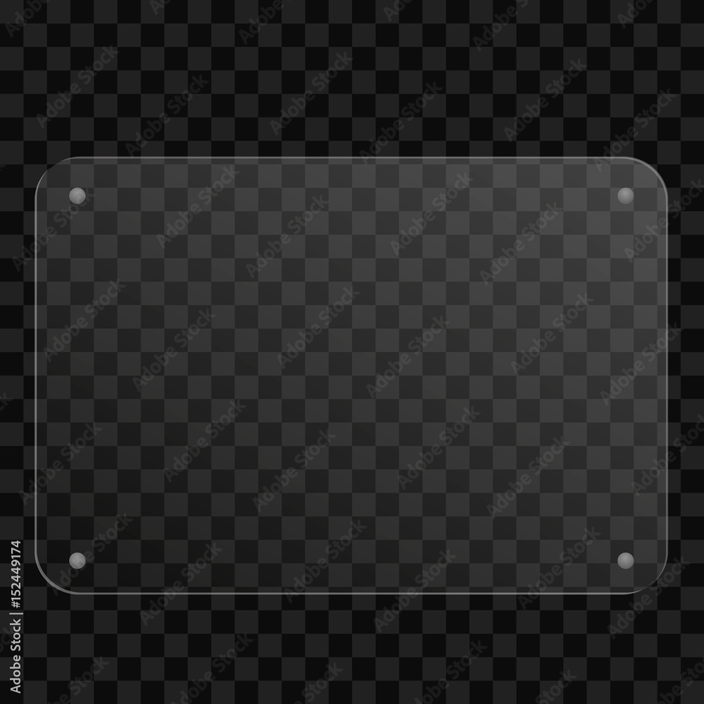 Transparent Glass Plate Mock Up. See through banner with mounts. Stock ...