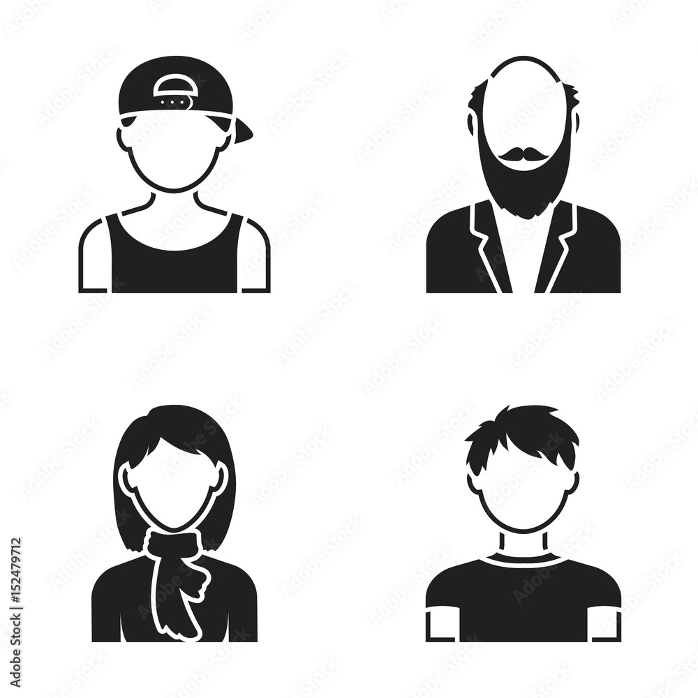 Boy in a cap, redheaded teenager, grandfather with a beard, a woman ...