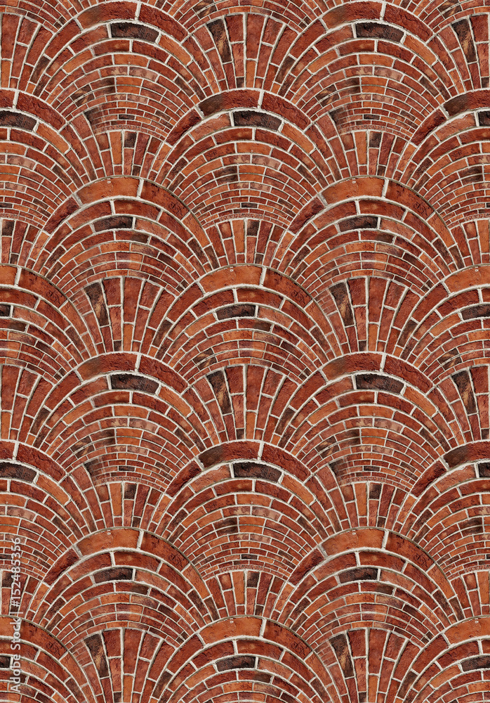 Seamless texture red brown bricks wall background abstract pattern texture. Arch arc mosaic ...